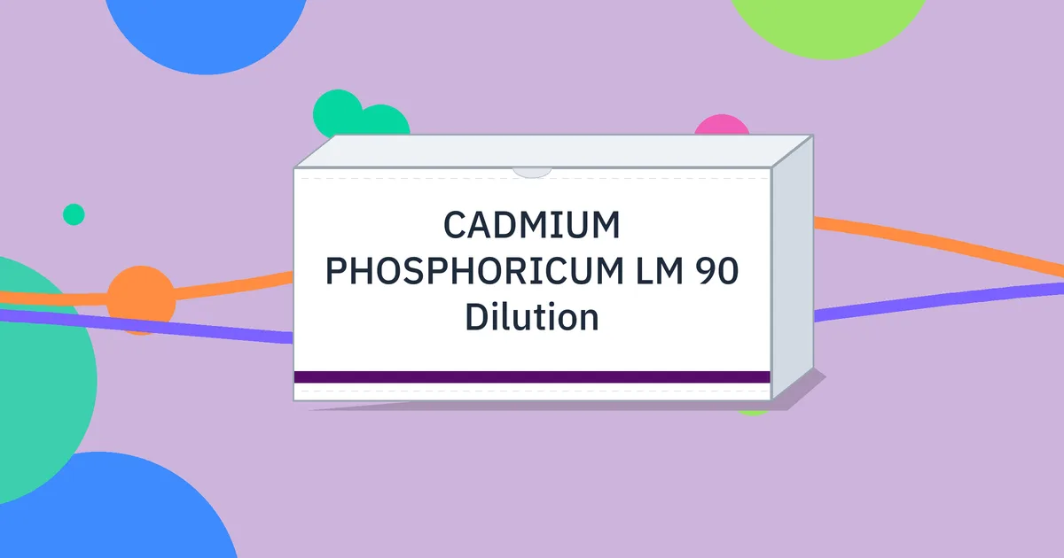 Symbolbild: Packung mit der Aufschrift CADMIUM PHOSPHORICUM LM 90 Dilution (PZN 13402616) – Verfügbarkeit und Bezug in Apotheken in Frankfurt am Main