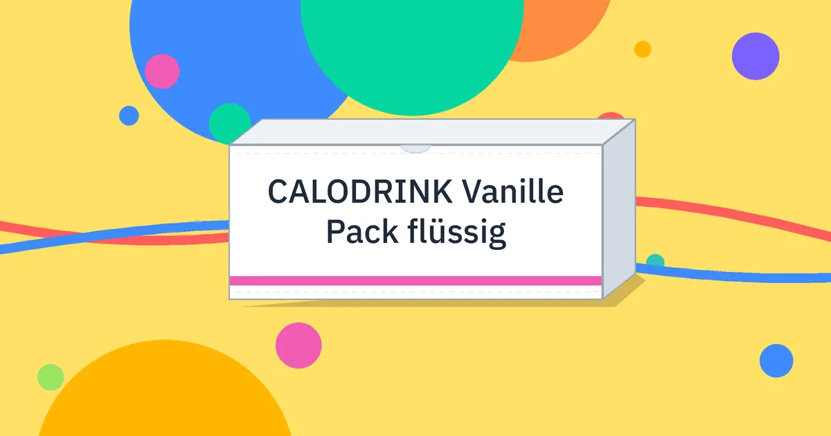 Symbolbild: Packung mit der Aufschrift CALODRINK Vanille Pack flüssig (PZN 20366074) – Verfügbarkeit und Bezug in Apotheken in Frankfurt am Main