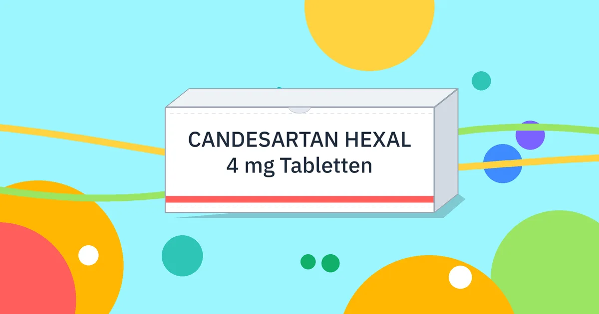 Symbolbild: Packung mit der Aufschrift CANDESARTAN HEXAL 4 mg Tabletten (PZN 09390563) – Verfügbarkeit und Bezug in Apotheken in Frankfurt am Main