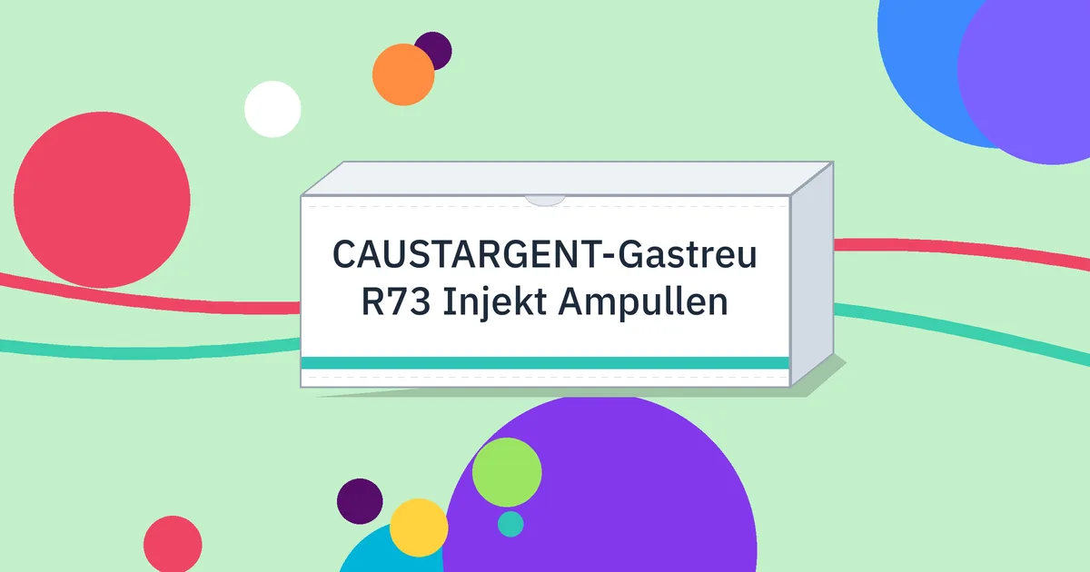 Symbolbild: Packung mit der Aufschrift CAUSTARGENT-Gastreu R73 Injekt Ampullen (PZN 04360899) – Verfügbarkeit und Bezug in Apotheken in Frankfurt am Main