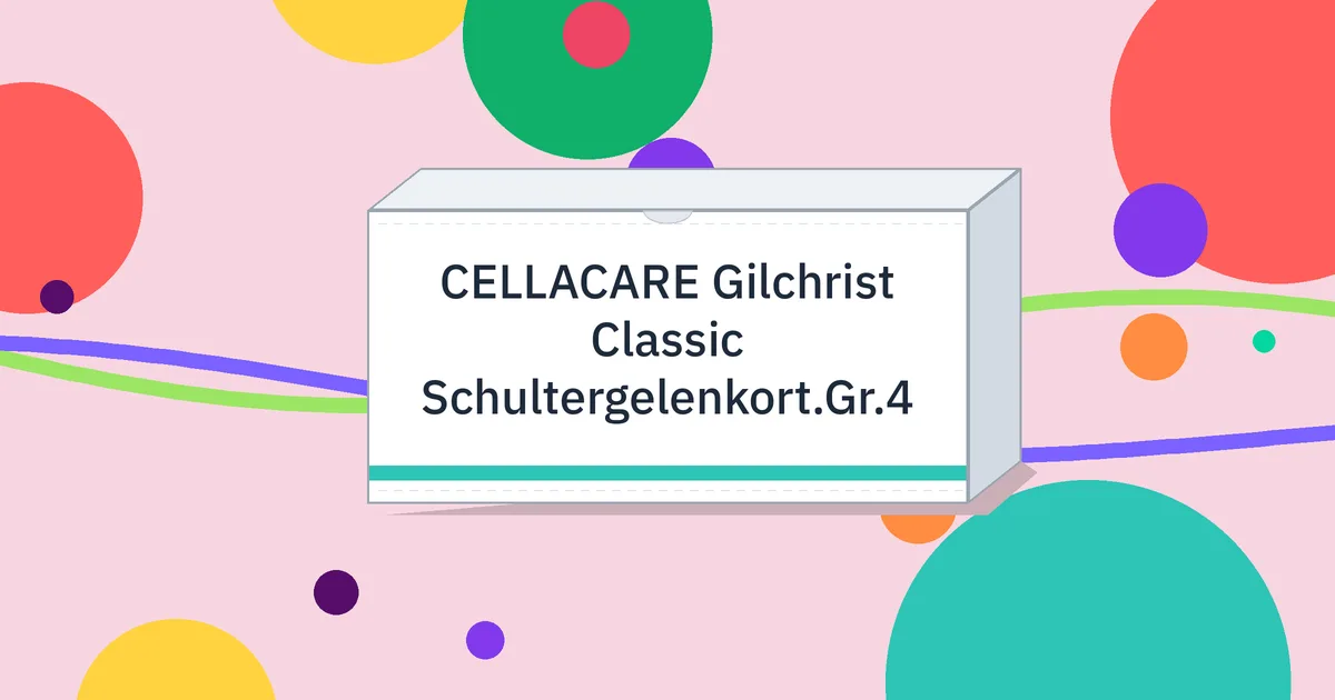 Symbolbild: Packung mit der Aufschrift CELLACARE Gilchrist Classic Schultergelenkort.Gr.4 (PZN 14366897) – Verfügbarkeit und Bezug in Apotheken in Frankfurt am Main