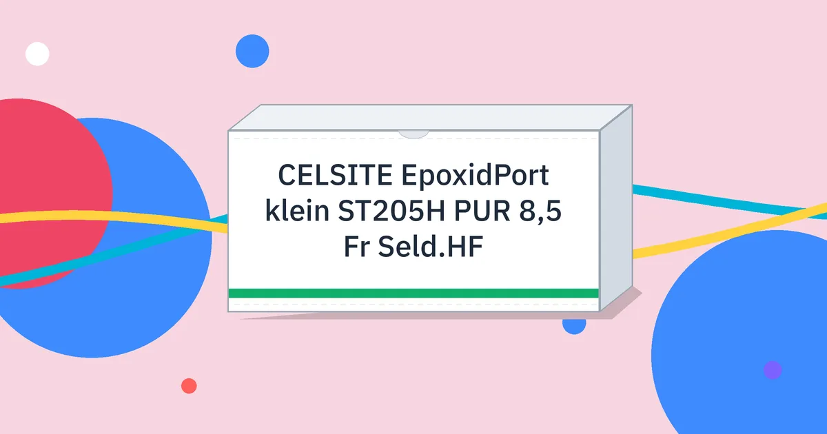 Symbolbild: Packung mit der Aufschrift CELSITE EpoxidPort klein ST205H PUR 8,5 Fr Seld.HF (PZN 10225964) – Verfügbarkeit und Bezug in Apotheken in Frankfurt am Main