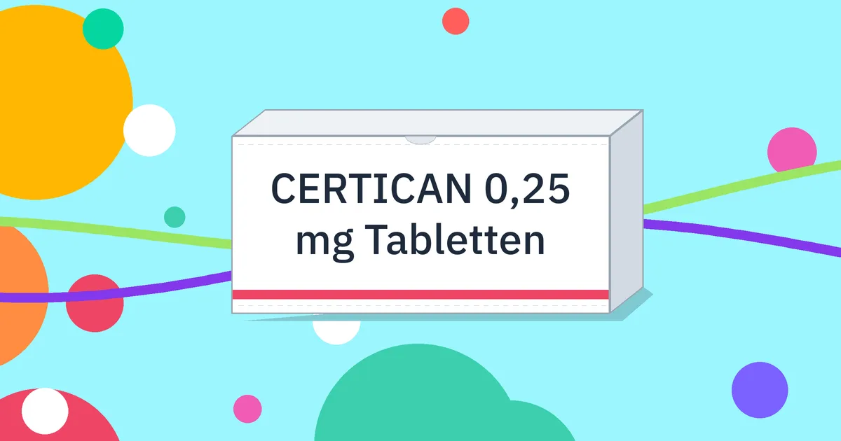 Symbolbild: Packung mit der Aufschrift CERTICAN 0,25 mg Tabletten (PZN 00465779) – Verfügbarkeit und Bezug in Apotheken in Frankfurt am Main