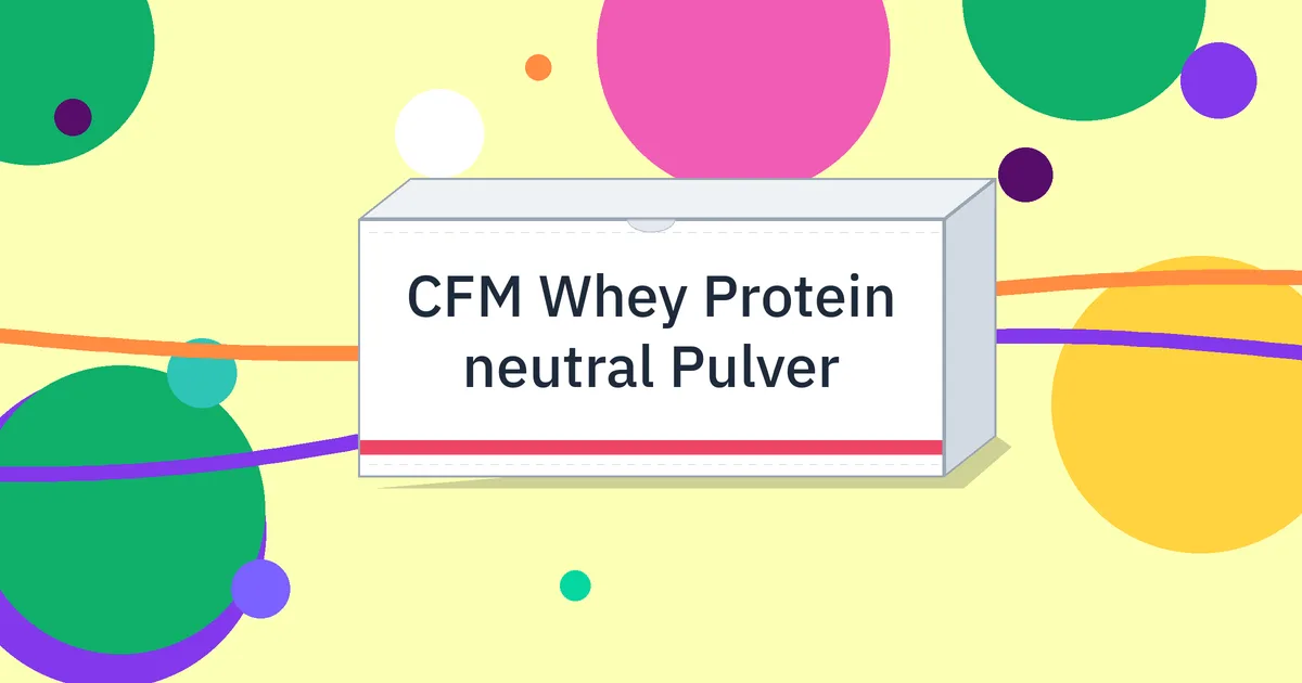 Symbolbild: Packung mit der Aufschrift CFM Whey Protein neutral Pulver (PZN 10027767) – Verfügbarkeit und Bezug in Apotheken in Frankfurt am Main