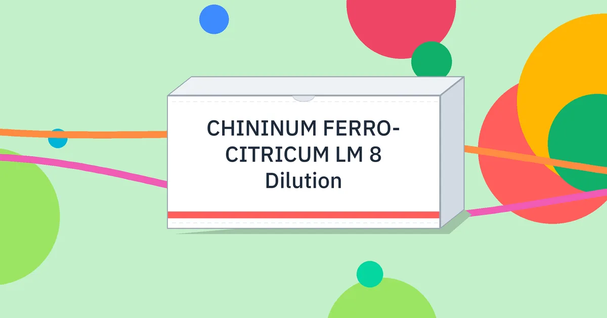 Symbolbild: Packung mit der Aufschrift CHININUM FERRO-CITRICUM LM 8 Dilution (PZN 13442171) – Verfügbarkeit und Bezug in Apotheken in Frankfurt am Main