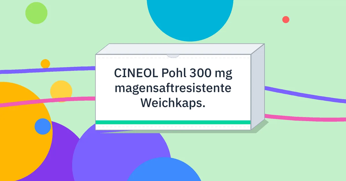 Symbolbild: Packung mit der Aufschrift CINEOL Pohl 300 mg magensaftresistente Weichkaps. (PZN 20029997) – Verfügbarkeit und Bezug in Apotheken in Frankfurt am Main