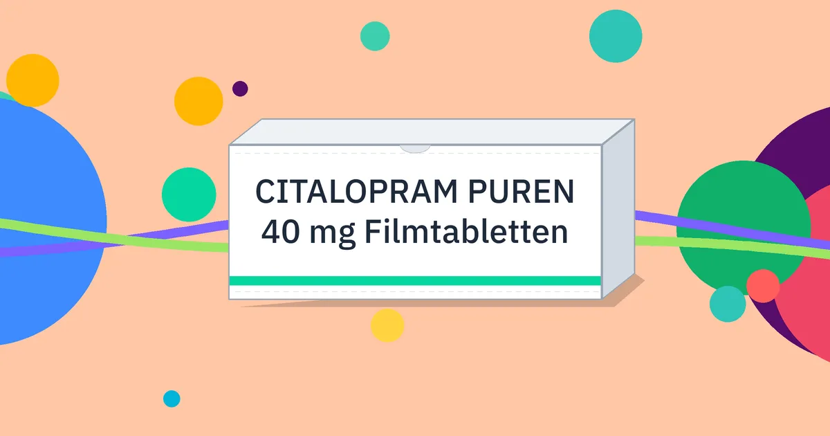 Symbolbild: Packung mit der Aufschrift CITALOPRAM PUREN 40 mg Filmtabletten (PZN 15616669) – Verfügbarkeit und Bezug in Apotheken in Frankfurt am Main