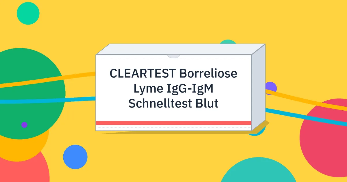 Symbolbild: Packung mit der Aufschrift CLEARTEST Borreliose Lyme IgG-IgM Schnelltest Blut (PZN 16082572) – Verfügbarkeit und Bezug in Apotheken in Frankfurt am Main