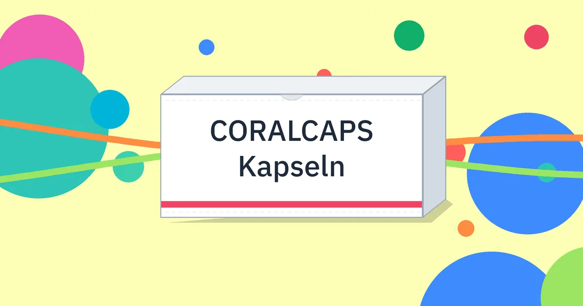 Symbolbild: Packung mit der Aufschrift CORALCAPS Kapseln (PZN 04305268) – Verfügbarkeit und Bezug in Apotheken in Frankfurt am Main