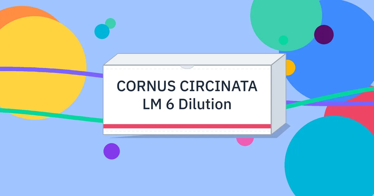 Symbolbild: Packung mit der Aufschrift CORNUS CIRCINATA LM 6 Dilution (PZN 13452057) – Verfügbarkeit und Bezug in Apotheken in Frankfurt am Main