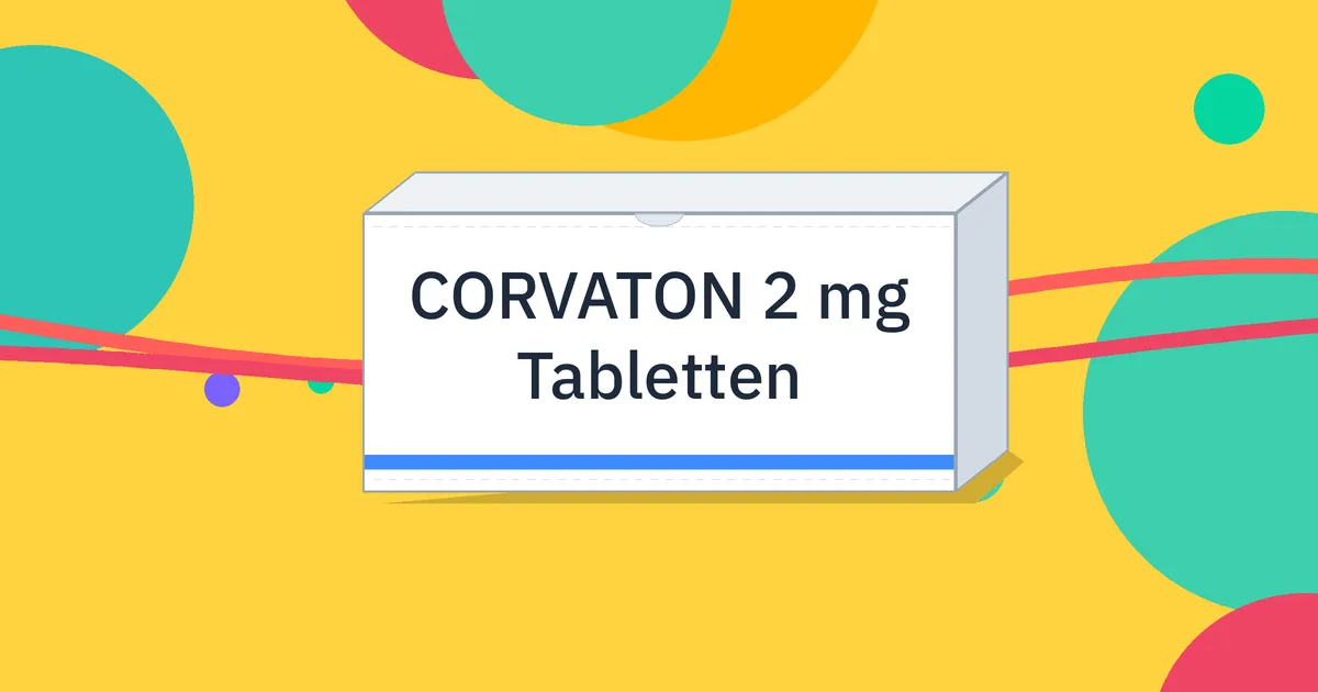 Symbolbild: Packung mit der Aufschrift CORVATON 2 mg Tabletten (PZN 08705289) – Verfügbarkeit und Bezug in Apotheken in Frankfurt am Main