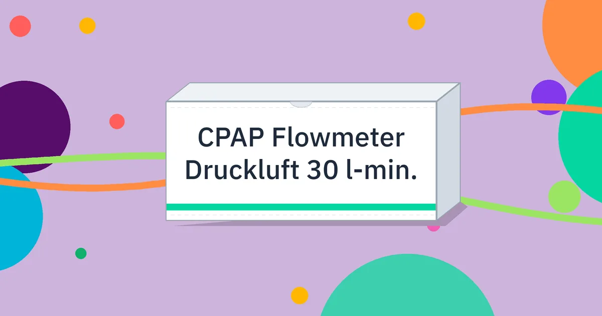 Symbolbild: Packung mit der Aufschrift CPAP Flowmeter Druckluft 30 l-min. (PZN 04482059) – Verfügbarkeit und Bezug in Apotheken in Frankfurt am Main