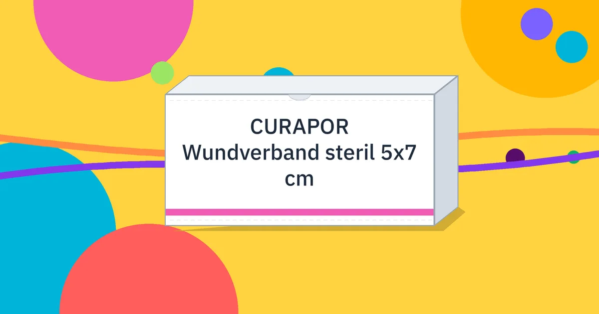 Symbolbild: Packung mit der Aufschrift CURAPOR Wundverband steril 5x7 cm (PZN 01908983) – Verfügbarkeit und Bezug in Apotheken in Frankfurt am Main