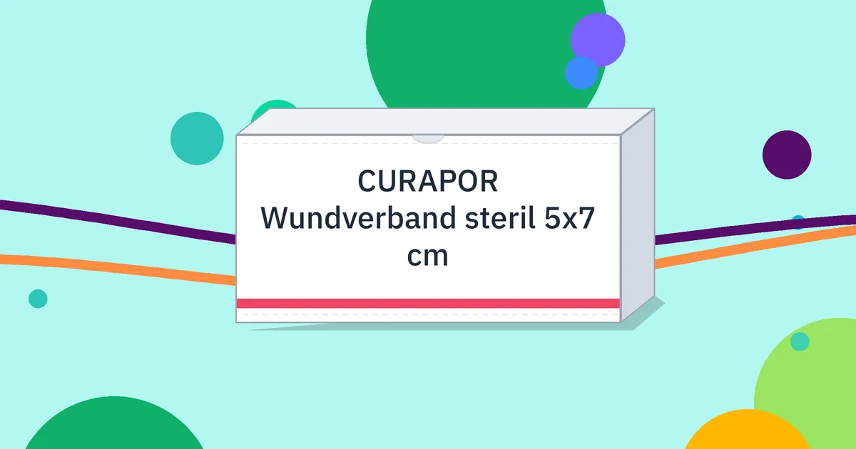 Symbolbild: Packung mit der Aufschrift CURAPOR Wundverband steril 5x7 cm (PZN 18658800) – Verfügbarkeit und Bezug in Apotheken in Frankfurt am Main