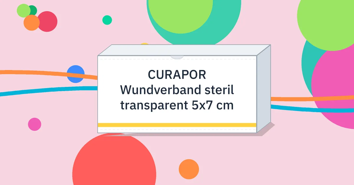 Symbolbild: Packung mit der Aufschrift CURAPOR Wundverband steril transparent 5x7 cm (PZN 17433714) – Verfügbarkeit und Bezug in Apotheken in Frankfurt am Main