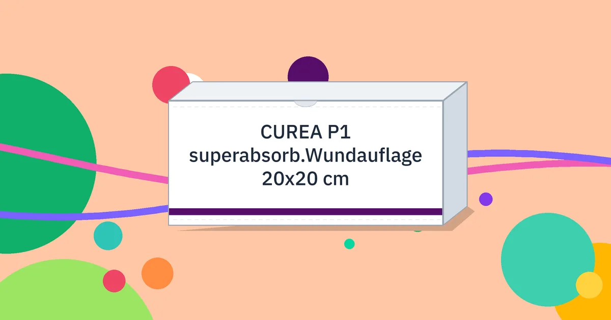 Symbolbild: Packung mit der Aufschrift CUREA P1 superabsorb.Wundauflage 20x20 cm (PZN 06563336) – Verfügbarkeit und Bezug in Apotheken in Frankfurt am Main