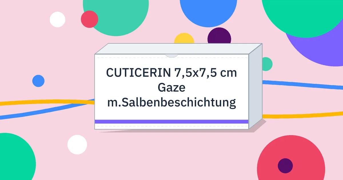 Symbolbild: Packung mit der Aufschrift CUTICERIN 7,5x7,5 cm Gaze m.Salbenbeschichtung (PZN 20054647) – Verfügbarkeit und Bezug in Apotheken in Frankfurt am Main