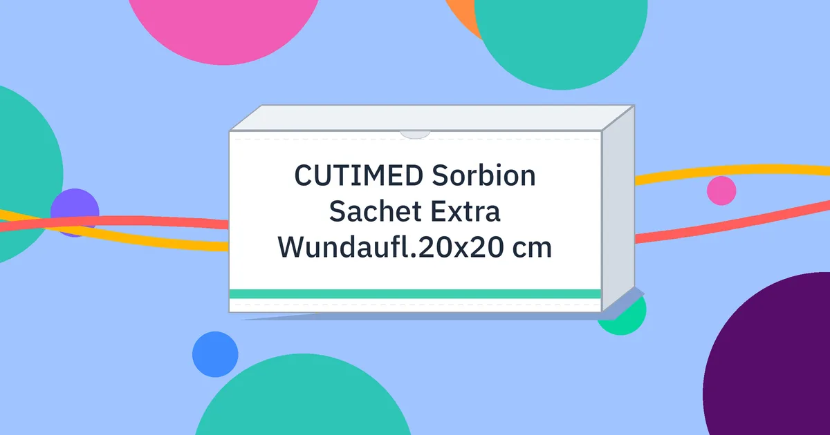 Symbolbild: Packung mit der Aufschrift CUTIMED Sorbion Sachet Extra Wundaufl.20x20 cm (PZN 16788697) – Verfügbarkeit und Bezug in Apotheken in Frankfurt am Main