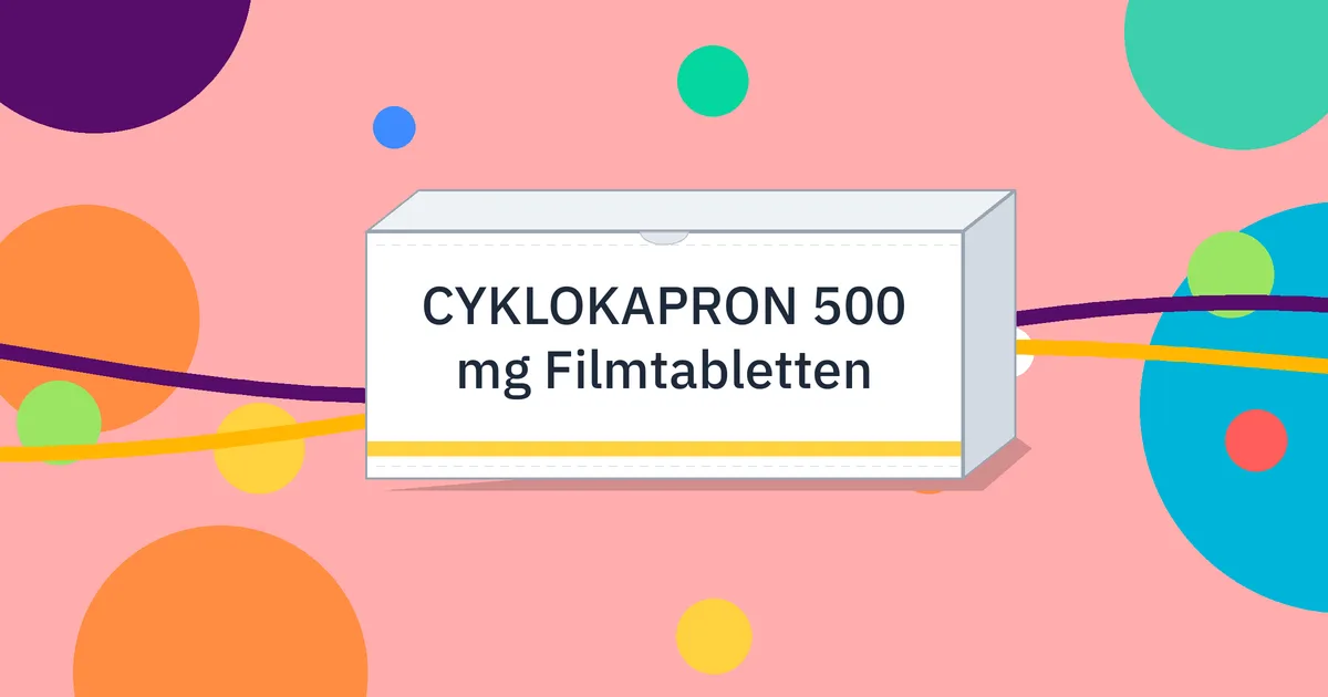 Symbolbild: Packung mit der Aufschrift CYKLOKAPRON 500 mg Filmtabletten (PZN 02179730) – Verfügbarkeit und Bezug in Apotheken in Frankfurt am Main