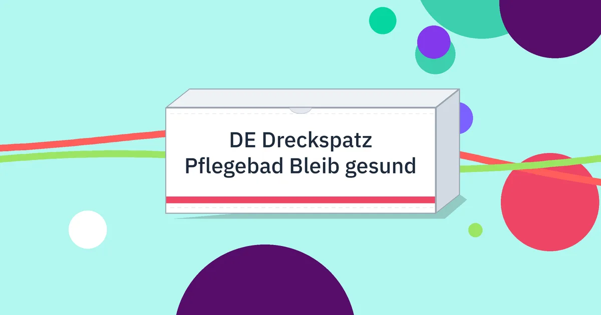 Symbolbild: Packung mit der Aufschrift DE Dreckspatz Pflegebad Bleib gesund (PZN 11192592) – Verfügbarkeit und Bezug in Apotheken in Frankfurt am Main