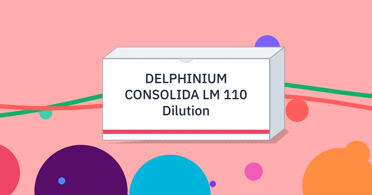 Symbolbild: Packung mit der Aufschrift DELPHINIUM CONSOLIDA LM 110 Dilution (PZN 13463606) – Verfügbarkeit und Bezug in Apotheken in Frankfurt am Main