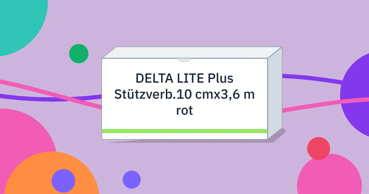 Symbolbild: Packung mit der Aufschrift DELTA LITE Plus Stützverb.10 cmx3,6 m rot (PZN 00803118) – Verfügbarkeit und Bezug in Apotheken in Frankfurt am Main