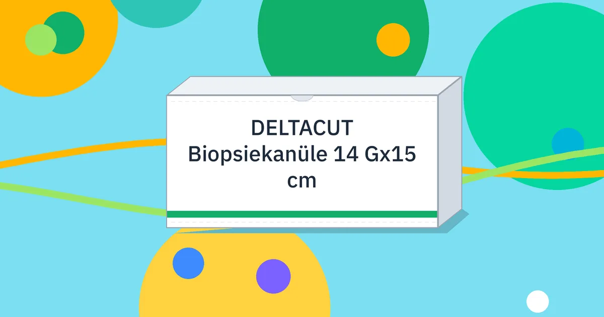Symbolbild: Packung mit der Aufschrift DELTACUT Biopsiekanüle 14 Gx15 cm (PZN 06935861) – Verfügbarkeit und Bezug in Apotheken in Frankfurt am Main