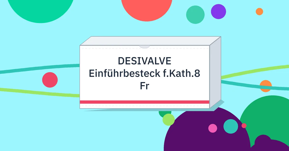 Symbolbild: Packung mit der Aufschrift DESIVALVE Einführbesteck f.Kath.8 Fr (PZN 09381328) – Verfügbarkeit und Bezug in Apotheken in Frankfurt am Main