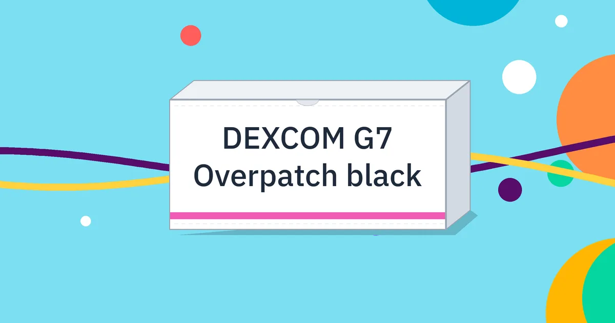 Symbolbild: Packung mit der Aufschrift DEXCOM G7 Overpatch black (PZN 19865990) – Verfügbarkeit und Bezug in Apotheken in Frankfurt am Main