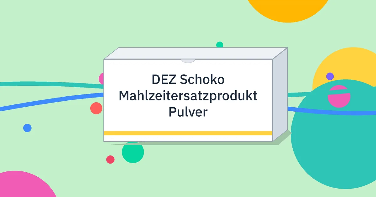 Symbolbild: Packung mit der Aufschrift DEZ Schoko Mahlzeitersatzprodukt Pulver (PZN 09947557) – Verfügbarkeit und Bezug in Apotheken in Frankfurt am Main