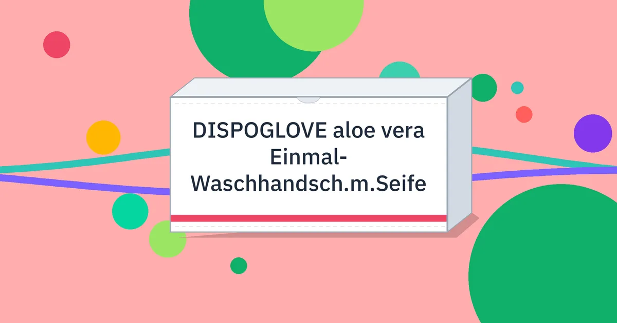 Symbolbild: Packung mit der Aufschrift DISPOGLOVE aloe vera Einmal-Waschhandsch.m.Seife (PZN 17850211) – Verfügbarkeit und Bezug in Apotheken in Frankfurt am Main