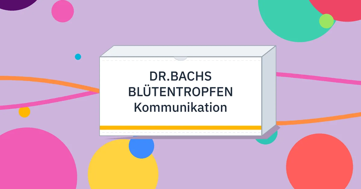 Symbolbild: Packung mit der Aufschrift DR.BACHS BLÜTENTROPFEN Kommunikation (PZN 17193842) – Verfügbarkeit und Bezug in Apotheken in Frankfurt am Main