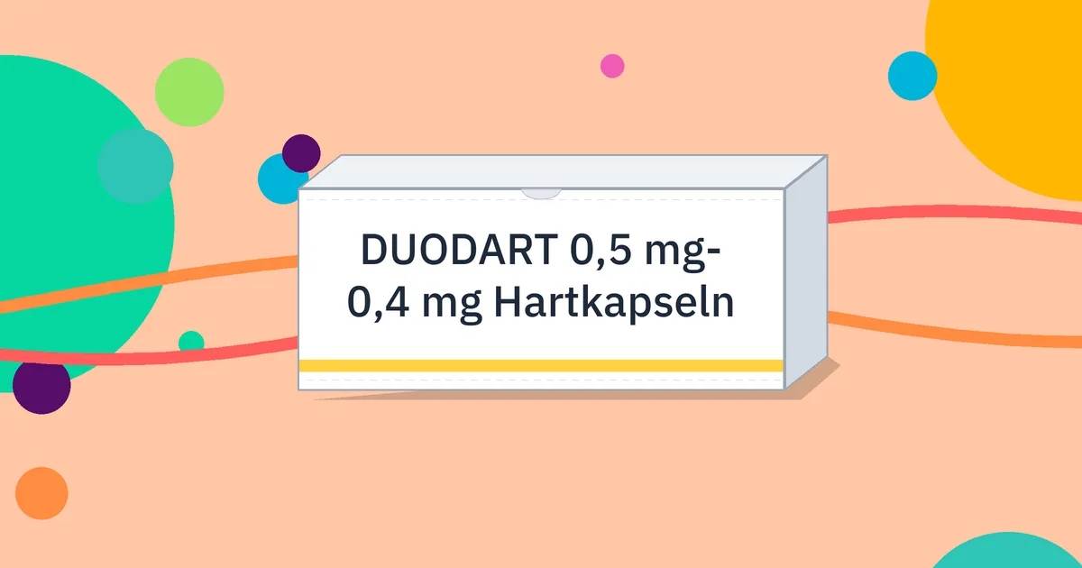 Symbolbild: Packung mit der Aufschrift DUODART 0,5 mg-0,4 mg Hartkapseln (PZN 09522705) – Verfügbarkeit und Bezug in Apotheken in Frankfurt am Main