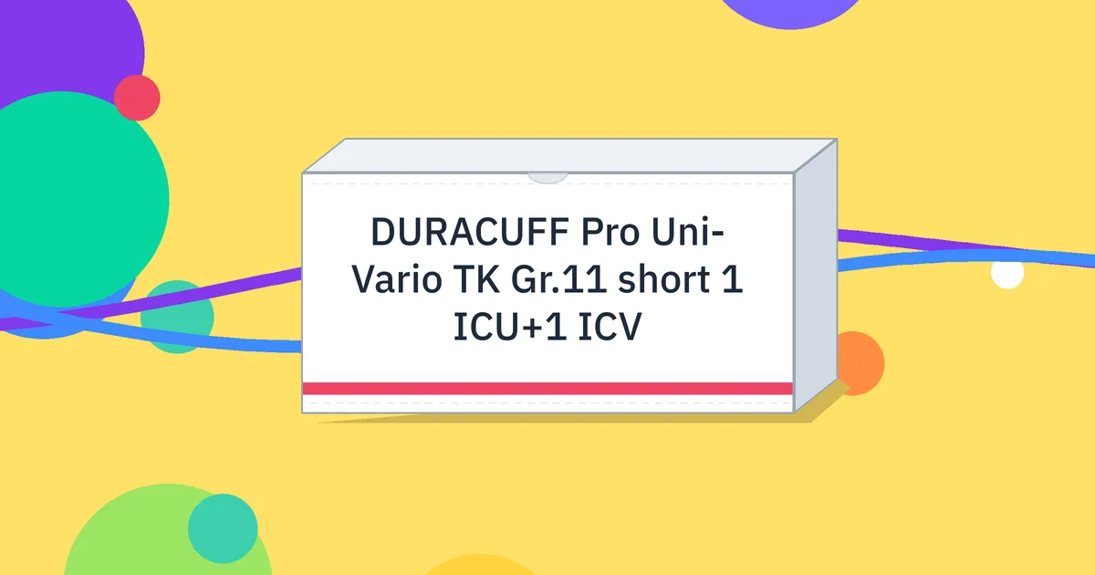 Symbolbild: Packung mit der Aufschrift DURACUFF Pro Uni-Vario TK Gr.11 short 1 ICU+1 ICV (PZN 19244265) – Verfügbarkeit und Bezug in Apotheken in Frankfurt am Main