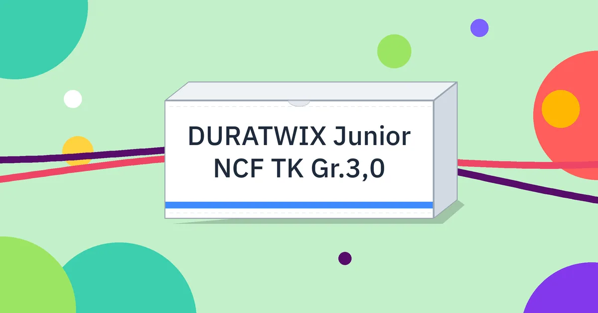 Symbolbild: Packung mit der Aufschrift DURATWIX Junior NCF TK Gr.3,0 (PZN 17156605) – Verfügbarkeit und Bezug in Apotheken in Frankfurt am Main