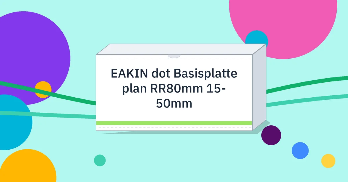 Symbolbild: Packung mit der Aufschrift EAKIN dot Basisplatte plan RR80mm 15-50mm (PZN 15529338) – Verfügbarkeit und Bezug in Apotheken in Frankfurt am Main