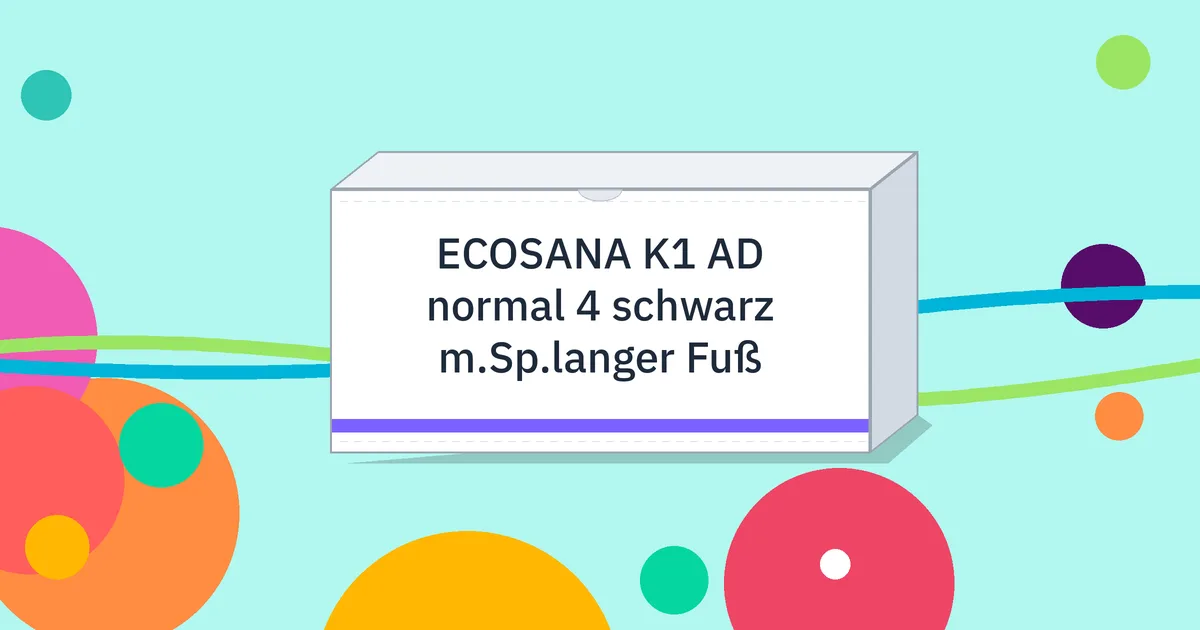 Symbolbild: Packung mit der Aufschrift ECOSANA K1 AD normal 4 schwarz m.Sp.langer Fuß (PZN 04724806) – Verfügbarkeit und Bezug in Apotheken in Frankfurt am Main
