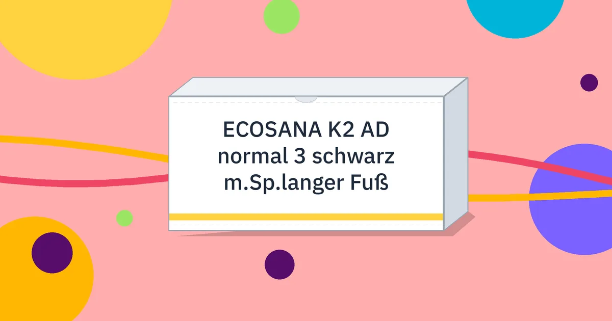 Symbolbild: Packung mit der Aufschrift ECOSANA K2 AD normal 3 schwarz m.Sp.langer Fuß (PZN 10955912) – Verfügbarkeit und Bezug in Apotheken in Frankfurt am Main