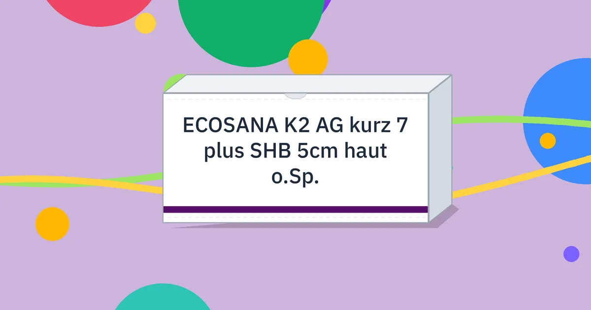 Symbolbild: Packung mit der Aufschrift ECOSANA K2 AG kurz 7 plus SHB 5cm haut o.Sp. (PZN 01534040) – Verfügbarkeit und Bezug in Apotheken in Frankfurt am Main