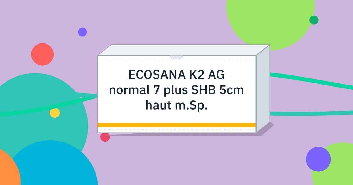Symbolbild: Packung mit der Aufschrift ECOSANA K2 AG normal 7 plus SHB 5cm haut m.Sp. (PZN 01533980) – Verfügbarkeit und Bezug in Apotheken in Frankfurt am Main