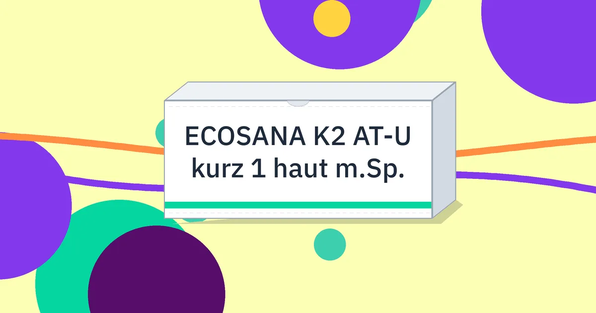 Symbolbild: Packung mit der Aufschrift ECOSANA K2 AT-U kurz 1 haut m.Sp. (PZN 01571383) – Verfügbarkeit und Bezug in Apotheken in Frankfurt am Main