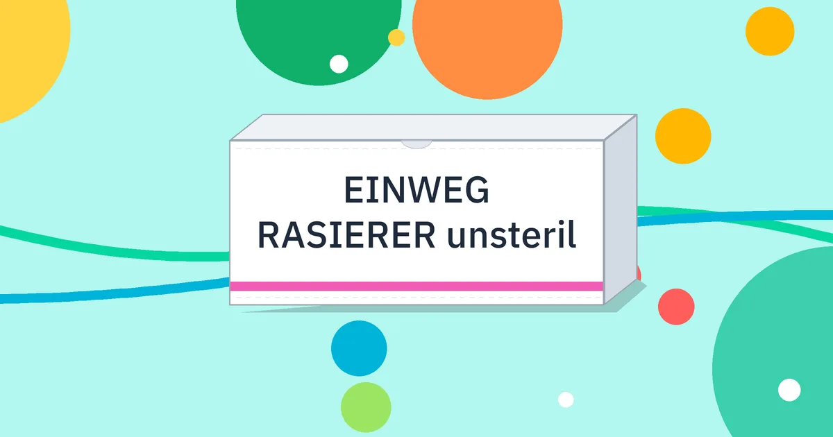 Symbolbild: Packung mit der Aufschrift EINWEG RASIERER unsteril (PZN 06470209) – Verfügbarkeit und Bezug in Apotheken in Frankfurt am Main