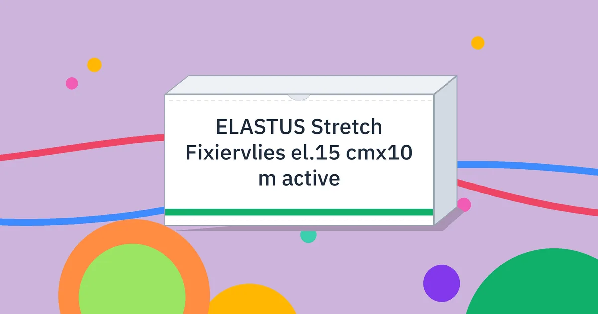 Symbolbild: Packung mit der Aufschrift ELASTUS Stretch Fixiervlies el.15 cmx10 m active (PZN 01312581) – Verfügbarkeit und Bezug in Apotheken in Frankfurt am Main