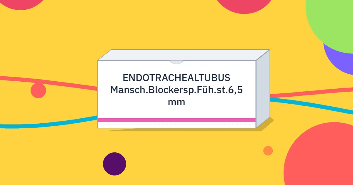 Symbolbild: Packung mit der Aufschrift ENDOTRACHEALTUBUS Mansch.Blockersp.Füh.st.6,5 mm (PZN 08887184) – Verfügbarkeit und Bezug in Apotheken in Frankfurt am Main