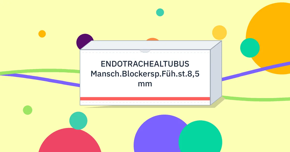 Symbolbild: Packung mit der Aufschrift ENDOTRACHEALTUBUS Mansch.Blockersp.Füh.st.8,5 mm (PZN 08887310) – Verfügbarkeit und Bezug in Apotheken in Frankfurt am Main