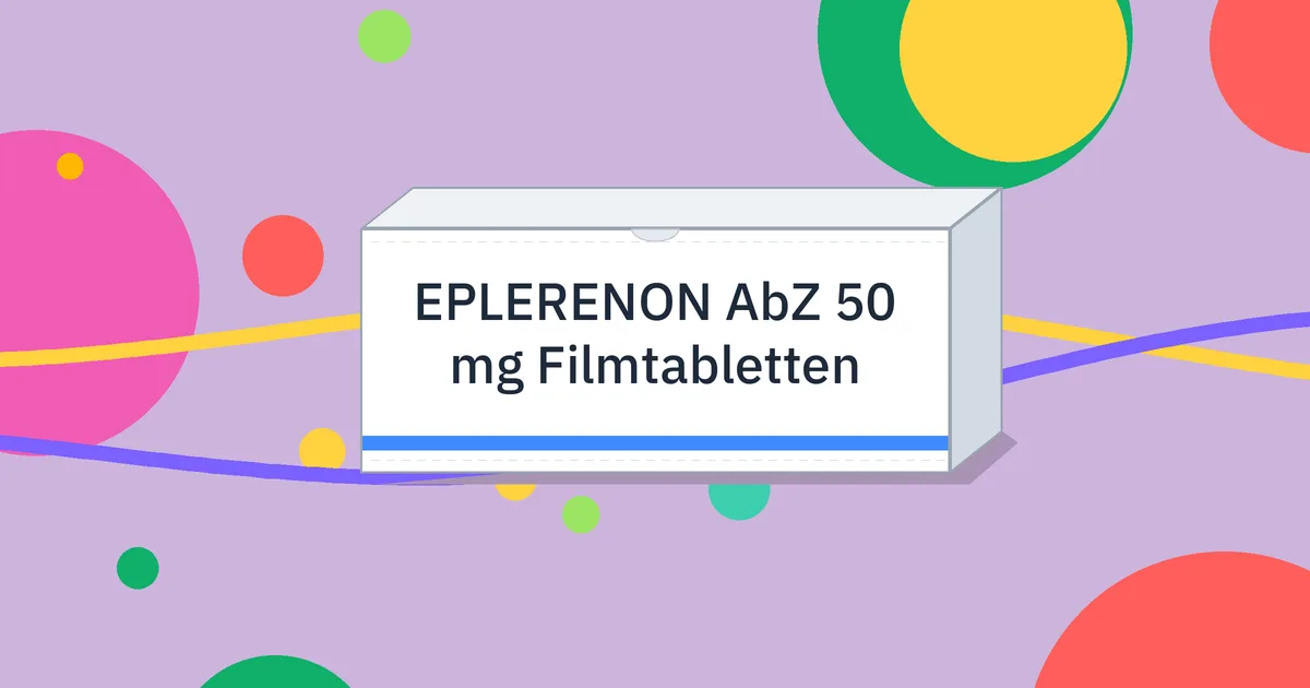 Symbolbild: Packung mit der Aufschrift EPLERENON AbZ 50 mg Filmtabletten (PZN 18130217) – Verfügbarkeit und Bezug in Apotheken in Frankfurt am Main