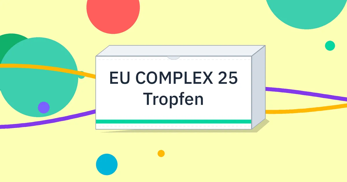 Symbolbild: Packung mit der Aufschrift EU COMPLEX 25 Tropfen (PZN 16952808) – Verfügbarkeit und Bezug in Apotheken in Frankfurt am Main