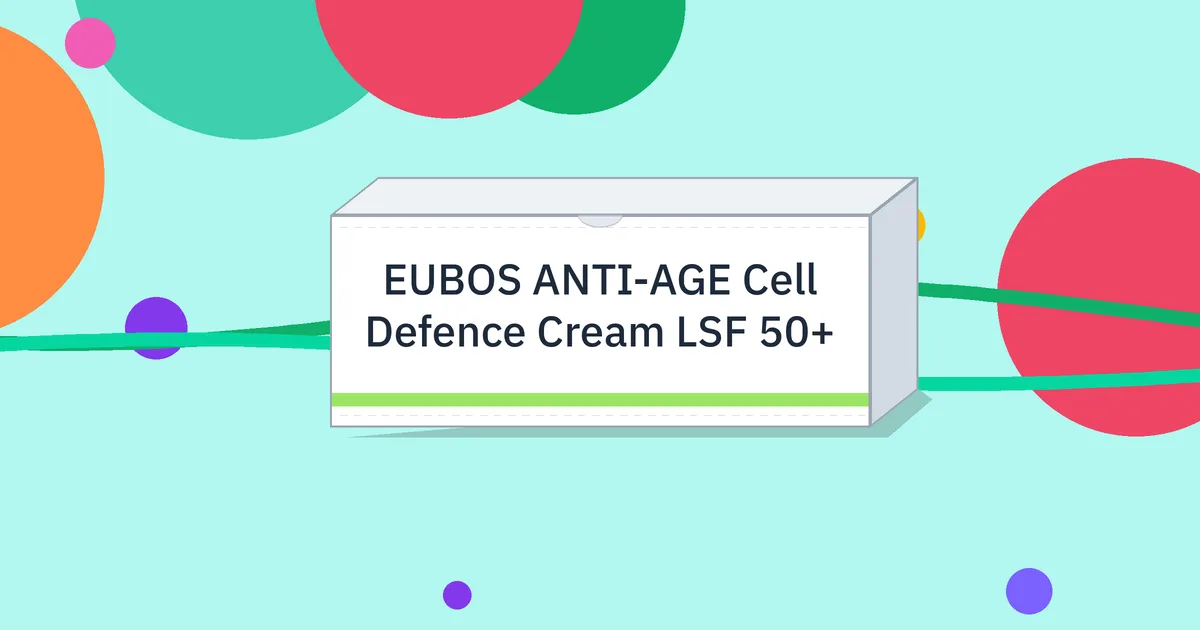 Symbolbild: Packung mit der Aufschrift EUBOS ANTI-AGE Cell Defence Cream LSF 50+ (PZN 20099437) – Verfügbarkeit und Bezug in Apotheken in Frankfurt am Main
