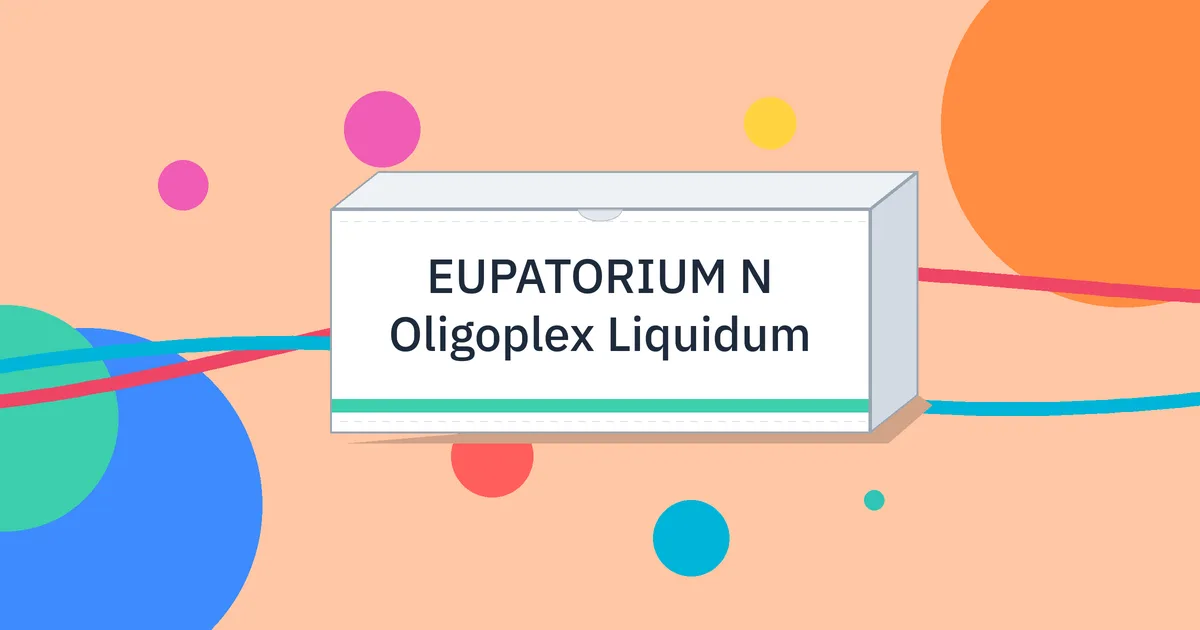Symbolbild: Packung mit der Aufschrift EUPATORIUM N Oligoplex Liquidum (PZN 07027580) – Verfügbarkeit und Bezug in Apotheken in Frankfurt am Main