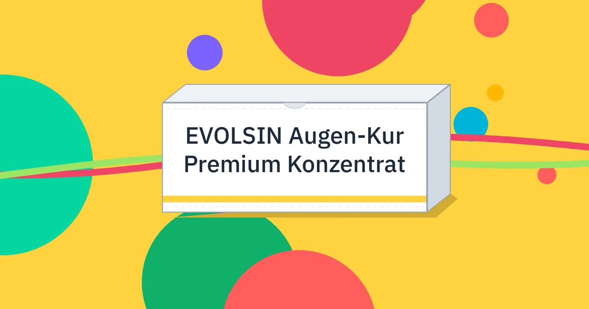Symbolbild: Packung mit der Aufschrift EVOLSIN Augen-Kur Premium Konzentrat (PZN 16878472) – Verfügbarkeit und Bezug in Apotheken in Frankfurt am Main